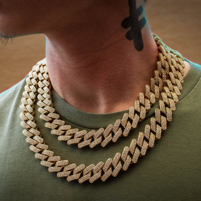 Diamond Straight Edge Cuban Link Chain - 14k Yellow Gold - The Jewelry Plug