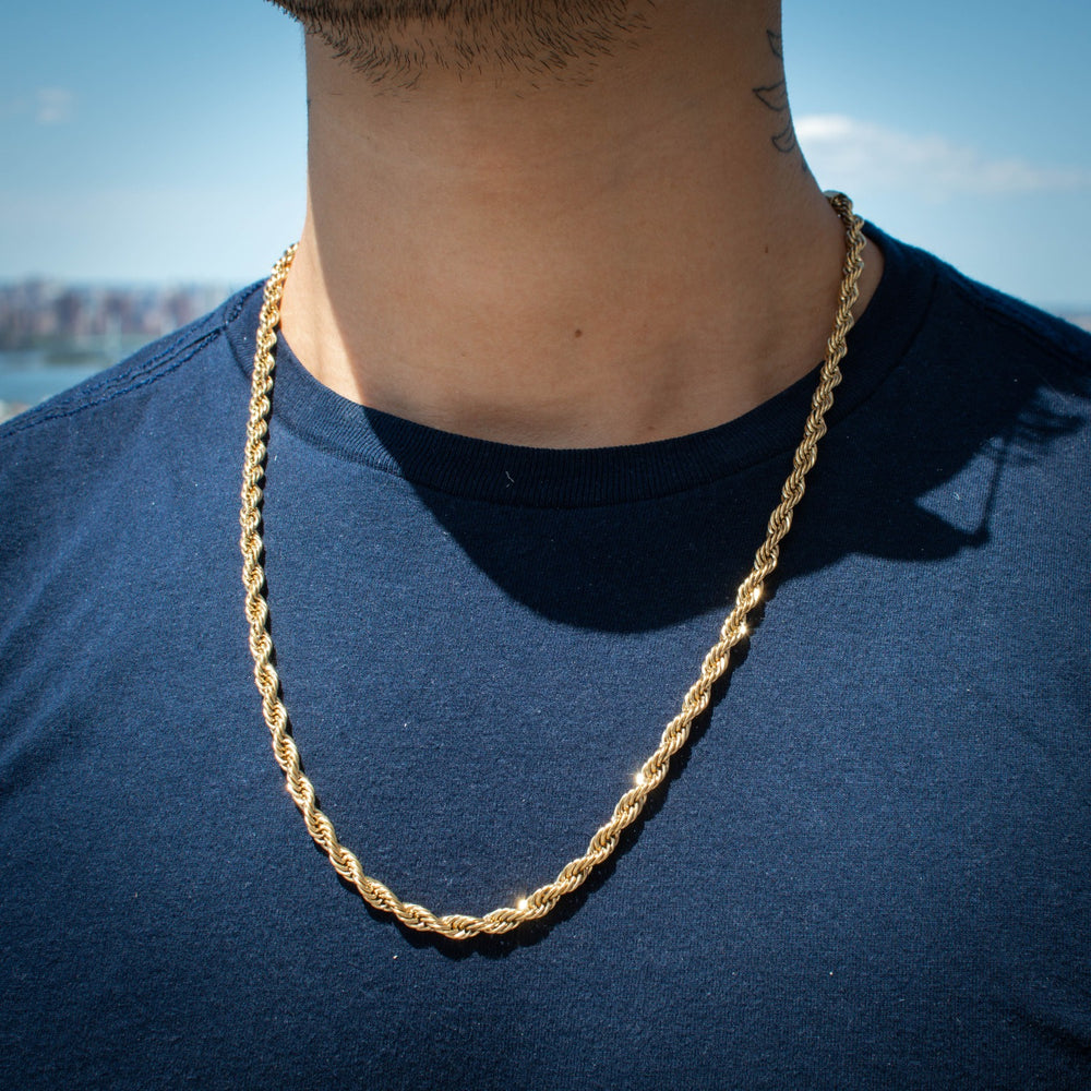 Gold Textured Rope Chain - Gold Plated - The Jewelry Plug